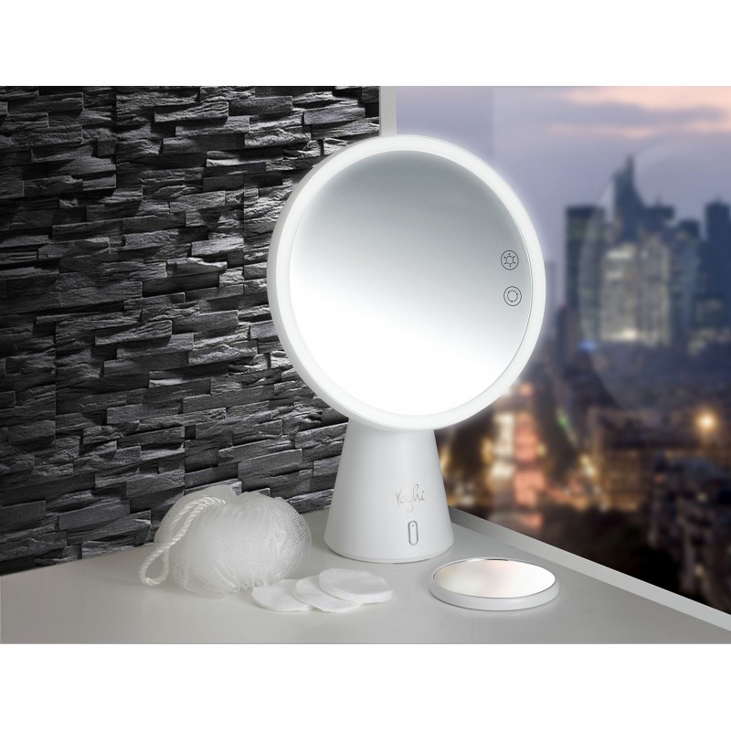 Miroir 3 en 1 Lumière Led et Enceinte Bluetooth BE WHITE - Yoghi